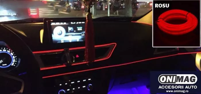 Fir cu lumina ambientala pentru masina neon ambiental flexibil 2M ROSU ...