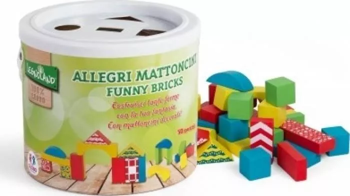 Galetusa cu cuburi colorate din lemn 50 piese gl35503