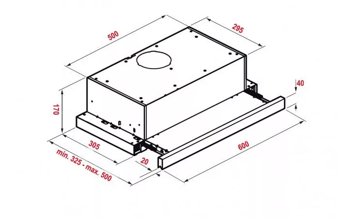 Hota incorporabila telescopica Pyramis ECOLINE 325mc/h 60cm finisaj ...