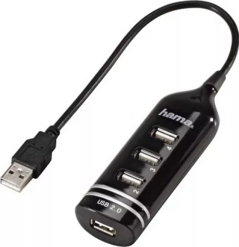 Hub USB Hama 4 porturi USB 2.0 Black 4007249397768 - cel.ro