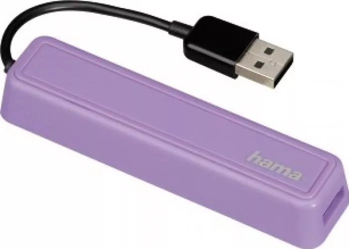 Hub USB Hama USB2.0 4 porturi Violet 4007249121684 - cel.ro