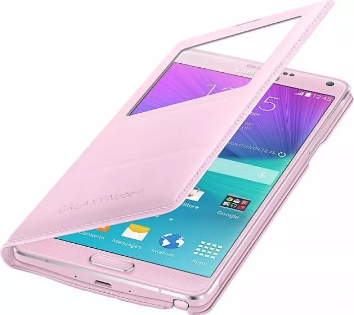 Husa Telefon S-View Cover Samsung Galaxy Note 4 Roz SAEF-CN910BPEGWW ...