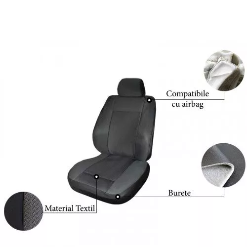 Huse scaune auto Universale Editia Lux Material Textil 11 piese Negru ...