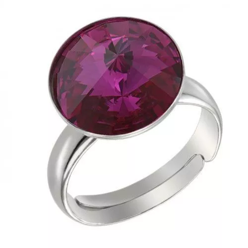 Inel argint 925 cu swarovski elements 12 mm Fuchsia ir1247 - cel.ro