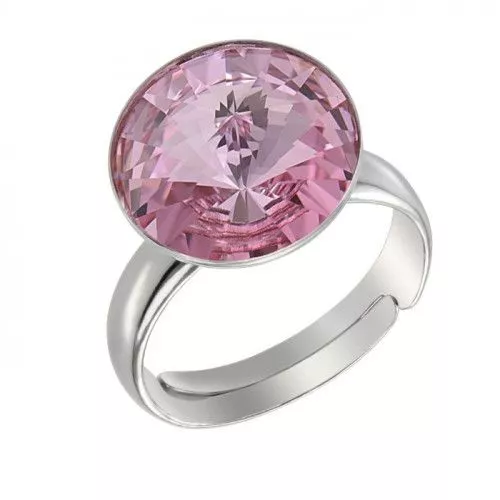 Inel argint 925 rodiat Reglabil cu swarovski elements 12 mm Light Rose ir1210 - cel.ro