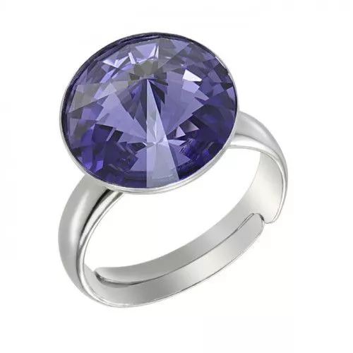 Inel argint 925 rodiat Reglabil cu swarovski elements 12 mm Provence Lavender - cel.ro