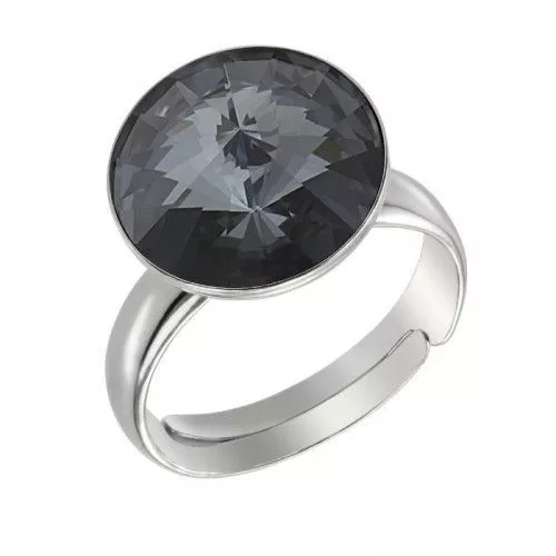 Inel argint 925 rodiat reglabil cu swarovski elements 12 mm Silver Night ir1225 - cel.ro