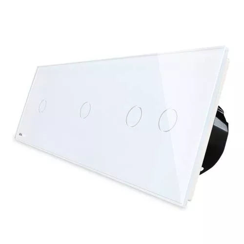 Intrerupator simplu+simplu+dublu Livolo cu touch din sticla Alb - cel.ro
