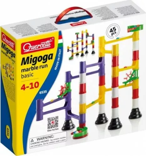Joc creativ Migoga Marble Run Basic Quercetti instalatie tuburi q6535 ...
