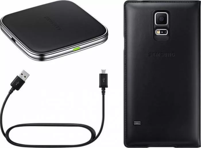 Kit Incarcare WIreless Samsung Galaxy S5 G900+ Husa S-View Black ep ...