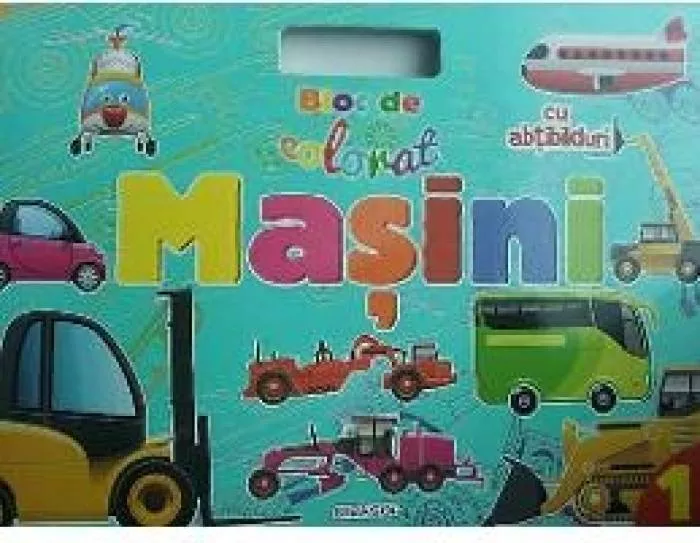 Masini 2 - Bloc de colorat cu abtibilduri 978-606-525-608-8 - cel.ro