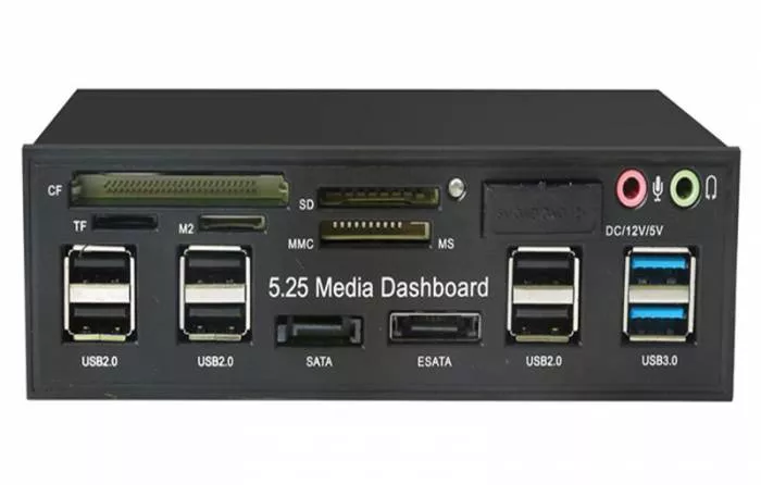 Media front panel 5.2 suporta carduri M2TFSDMMCMSCF 8x USB Hope R ...