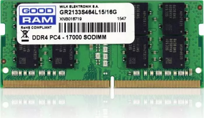 Memorie Laptop SODIMM Goodram DDR4 16GB 2133MHz CL15 1.2V gr2133s464l15/16g - cel.ro