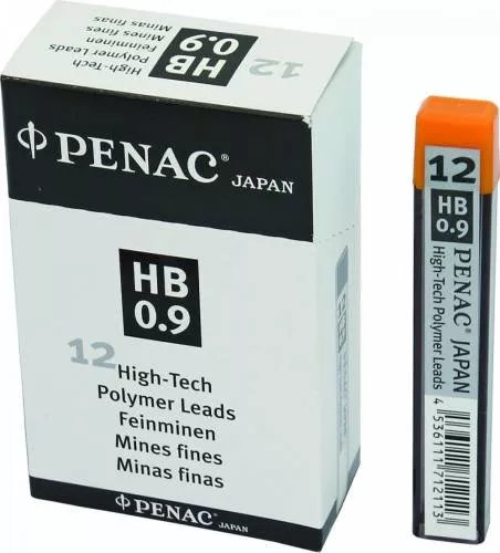 Mine pentru creion mecanic 0.9mm 12/set PENAC - HB p-l912g-hb