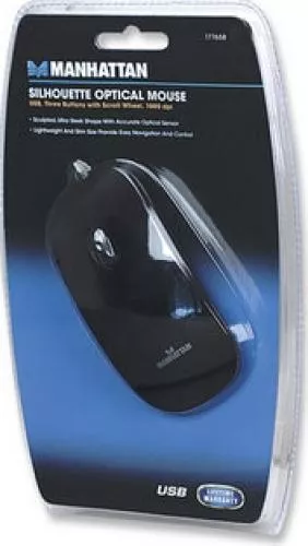 Mouse Optic Manhattan USB Silhouette 1000 dpi Black 177658 - cel.ro