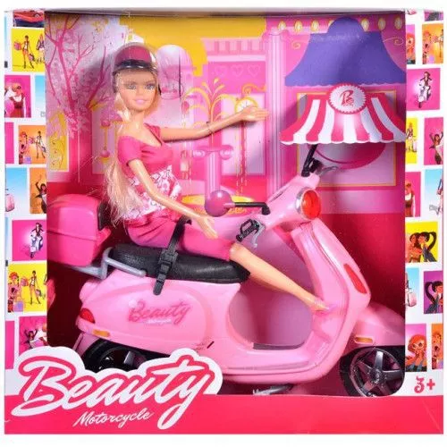 Papusa Beauty cu scuter Vespa roz | 000-333-433