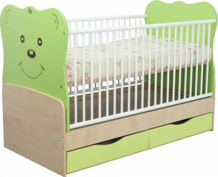 Patut Transformabil MyKids Teddy Verde Cu Leganare 00008099