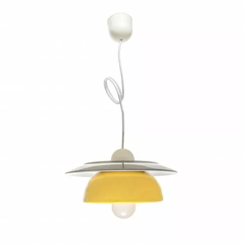 Pendul Friendly sunflower E27 1x60W bol galben + farfurie ceramica gri ...