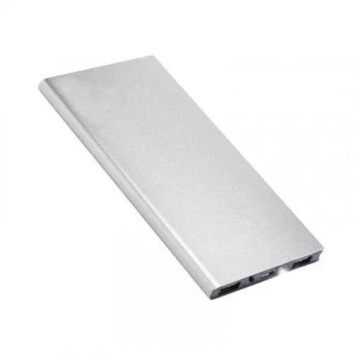 Power bank slim 20000mAh 2xUSB lanterna LED incarcare rapida argintiu ...