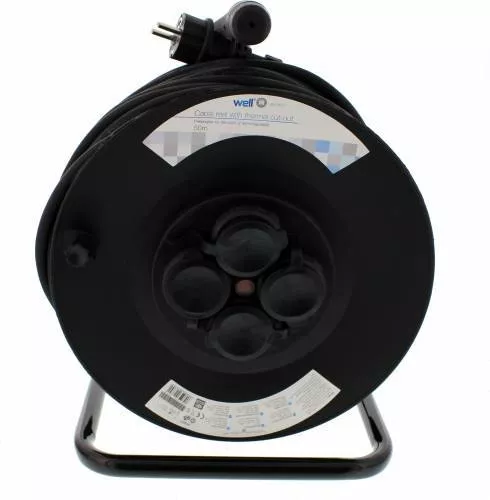 Prelungitor Well cu derulator cu termosiguranta 4 cai 50m 1.5mm IP44 ...