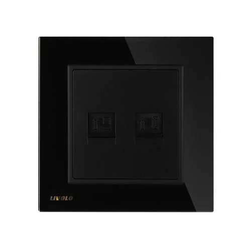 Priza dubla pentru telefon si internet Livolo vl-c791tc-12 cu rama din ...
