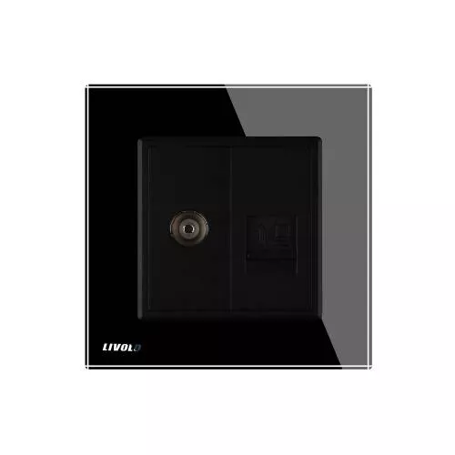Priza dubla pentru telefon si internet Livolo vl-c791vc-12 cu rama din ...