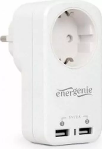 Priza Gembird 1 Socket USB charger 2-port 2.1A Alb eg-acu2-01-w - cel.ro