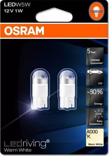 Set 2 becuri auto cu LED Osram W5W 12V 1W W2.1x9.5d Warm White a_2850ww ...