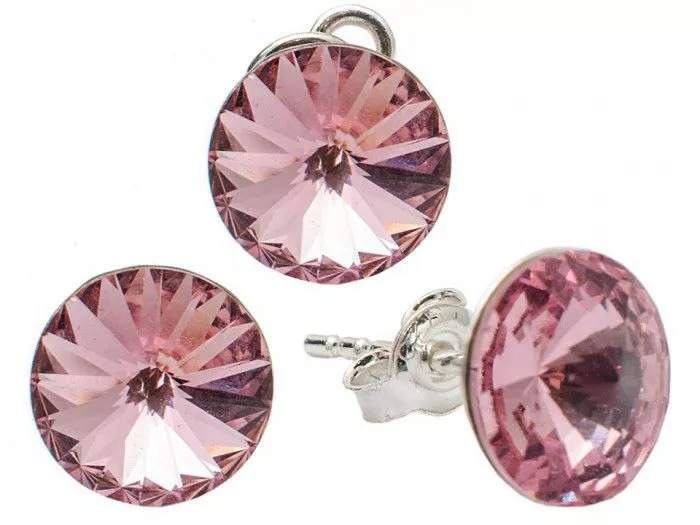 Set argint 925 cu swarovski elements 8 mm Lt. Rose srsr810 - cel.ro