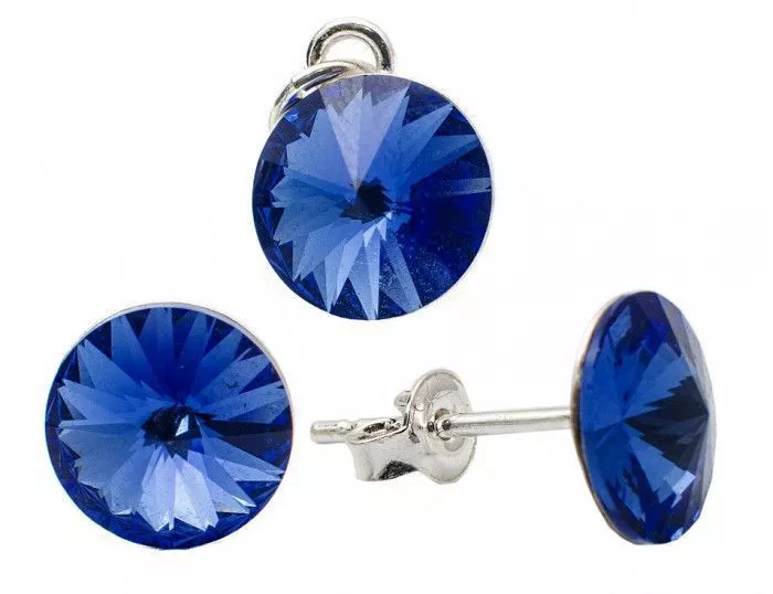 Set argint 925 cu swarovski elements 8 mm Sapphire srsr845 - cel.ro
