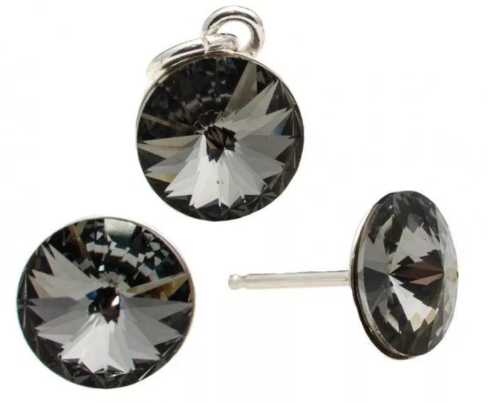 Set argint 925 cu swarovski elements 8 mm Silver Night srsr825 - cel.ro