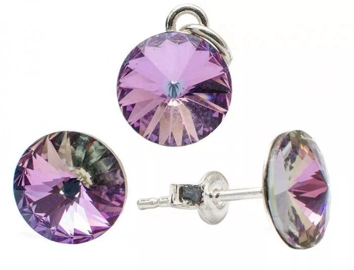 Set argint 925 cu swarovski elements 8 mm Vitrail Light srsr820 - cel.ro