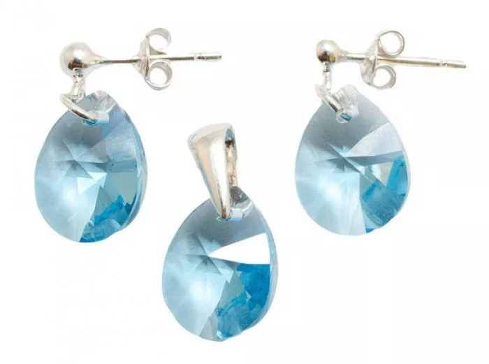 Set argint 925 cu swarovski elements Aquamarine scus606 - cel.ro