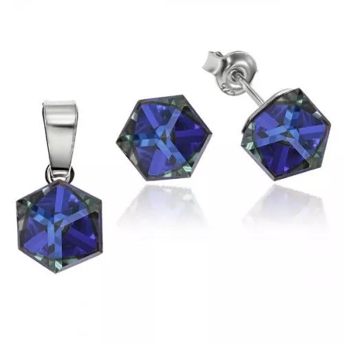 Set argint 925 cu swarovski elements culoare Heliotrope scus623 - cel.ro