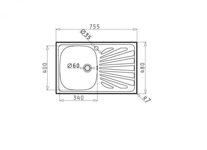 Set chiuveta inox Pyramis CRETA si baterie ASALIA 755x480mm adancime ...