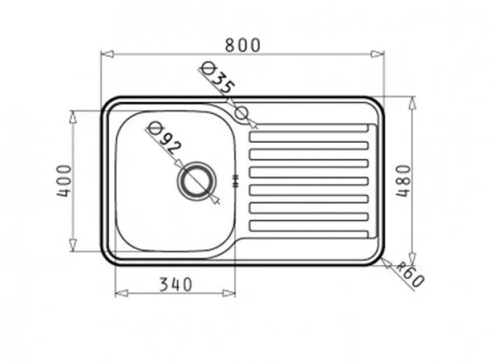 Set chiuveta Pyramis SPACE MINI si baterie TRONTO 800x480mm adancime ...