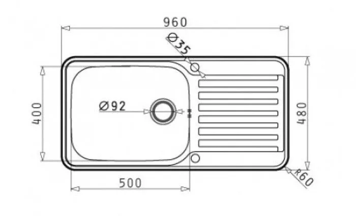 Set chiuveta Pyramis SPACE PLUS si baterie FIDO 960x480mm adancime ...