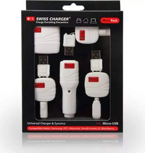 Set incarcare MicroUSB Swiss Charger Micro Pack retea+auto+cablu ...