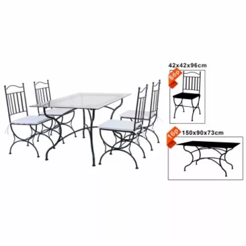 Set mobila gradina terasa din fier forjat MONTAGU masa cu 6 scaune ...