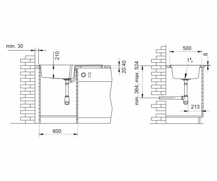 Chiuveta Pyramis SIERRA DUROTHEK 1000x500mm adancime 210mm cuva stanga ...