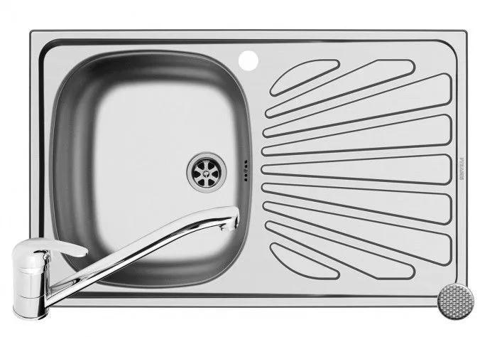 Set chiuveta inox Pyramis CRETA si baterie ASALIA 755x480mm adancime ...