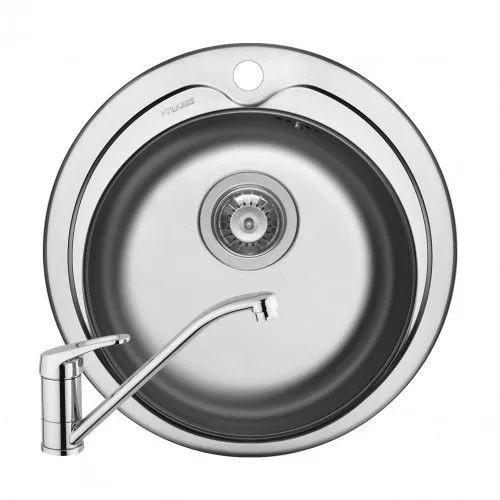 Set chiuveta inox PYRAMIS KIBA si baterie ACCEL Ø485mm adancime 160mm