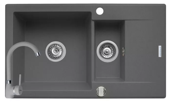 Set chiuveta Pyramis KORFU 780x460 1 1/2B 1D and baterie BELLO adancime ...