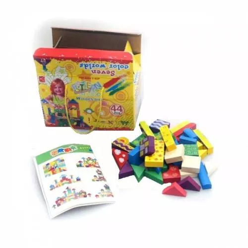 Set cub de construit colorat din lemn Mega Creative 316209 - cel.ro