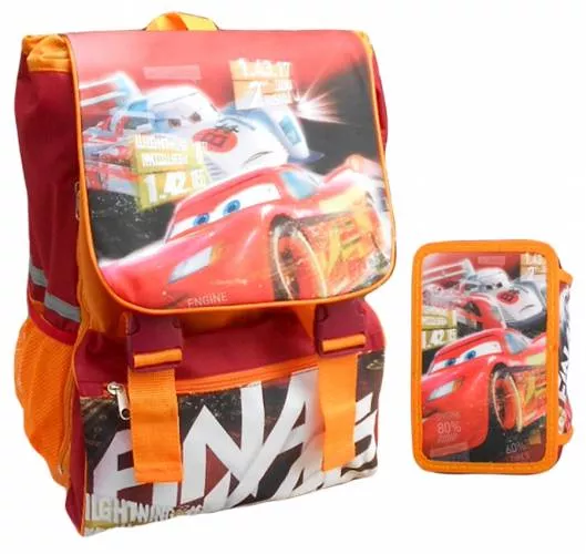 Set ghiozdan Cars 41 cm si penar echipat Euroswan 854136 - cel.ro