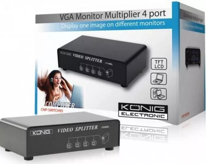 Splitter VGA cu 4 porturi control automat Konig cmp-switch95