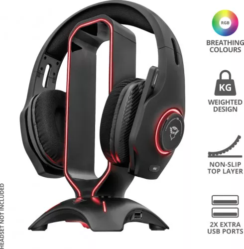 Stand casti Trust Cintar GXT 265 Iluminare RGB Negru tr-23647 - cel.ro