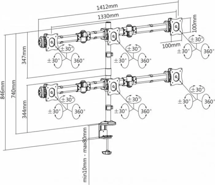 Suport TV/Monitor SBOX LCD-352/6 13 - 27 inch Negru ETV90091 - cel.ro