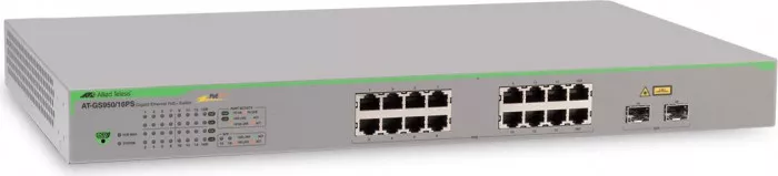 Switch Allied Telesis GS950 16PS Gigabit PoE + 2 SFP combo at-gs950/16ps-50 - cel.ro
