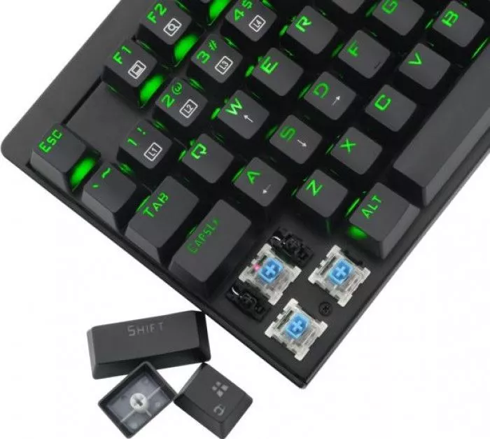 Tastatura Mecanica Gaming T-Dagger Corvette Iluminare Verde Neagra la ...